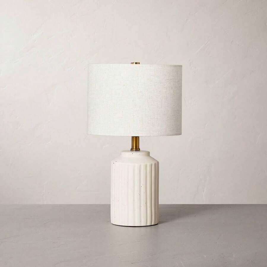 Fluted Ceramic Table Lamp Cream (Includes LED Light Bulb) - Hearth ...