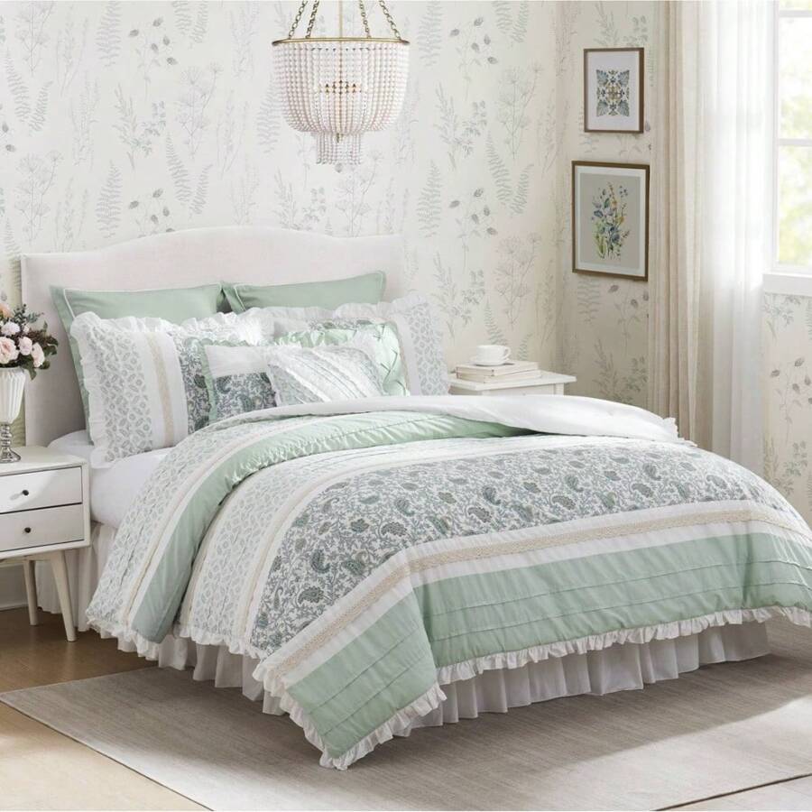 9 Piece Cotton Percale Comforter Set Coral Queen | SHEIN USA