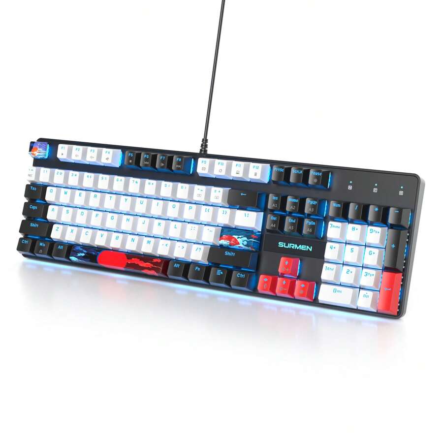 RGB Gaming Keyboard, 104 Keys Wired Mechanical Keyboard Full Size ...
