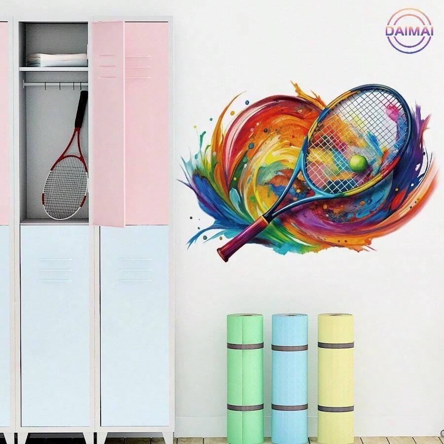 1pc DAIMAI Brand Watercolor Basketball Dribbling Wall Sticker - Self ...