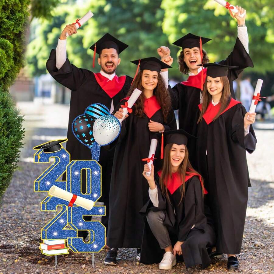 Panneaux de jardin de graduation 2025 de 3 pi, piquets de jardin dorés ...