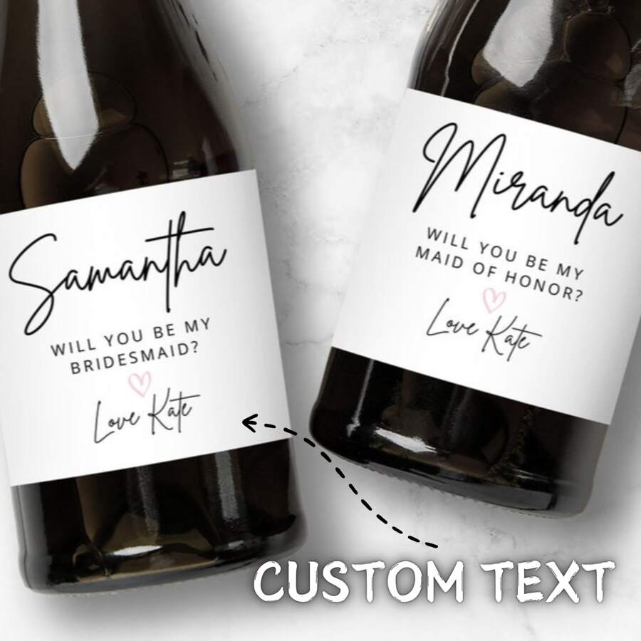 Any Sizes Custom Wine Bottle Labels – Waterproof Personalized Text Stickers For Weddings, Bridal ...