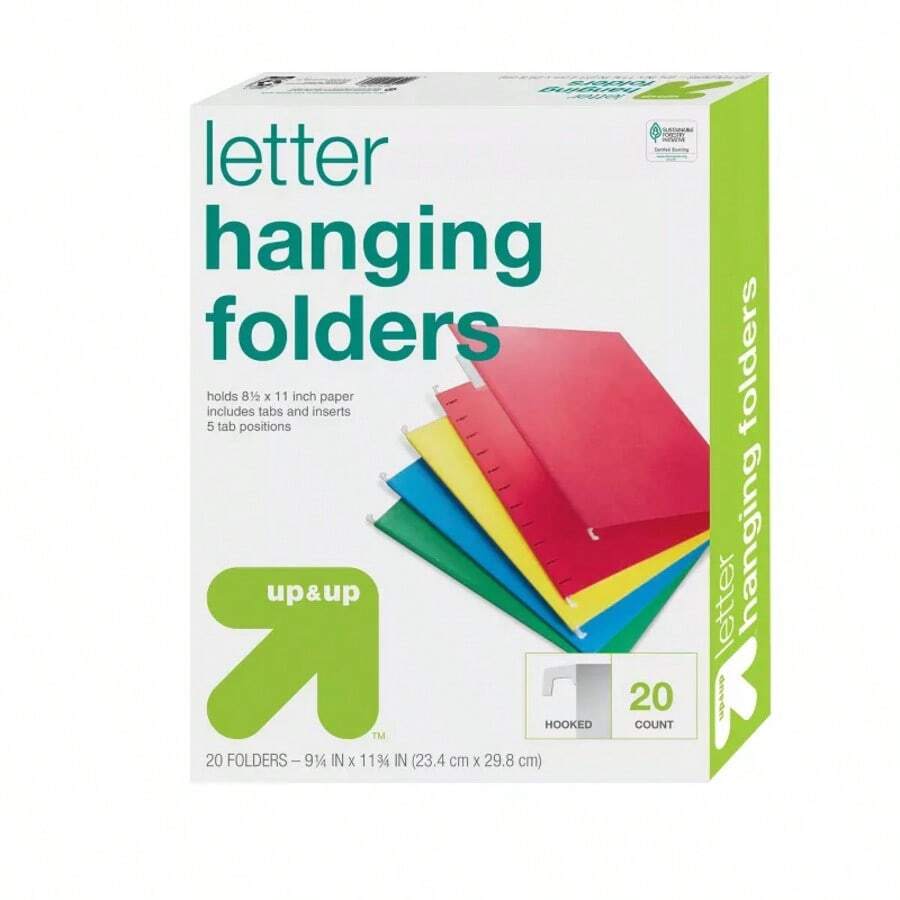 20ct Hanging File Folders Letter Size Multicolor - Up&Up ™ : Paperboard ...