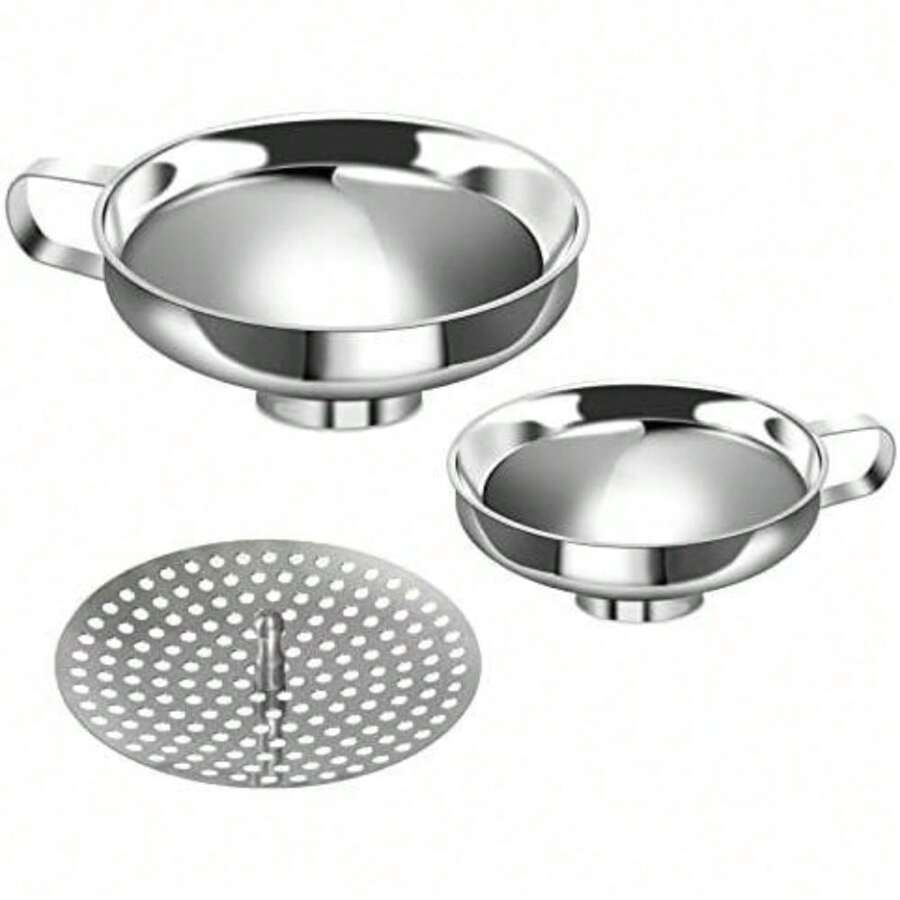Stainless Steel Kitchen Funnel, 4.3-Inch Metal Funnel With Strainer For ...