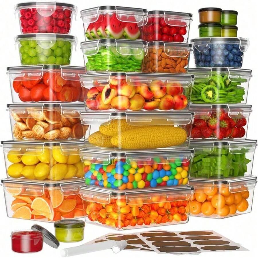 XUELING 50 Pcs Large Plastic Airtight Food Storage Containers (25 ...