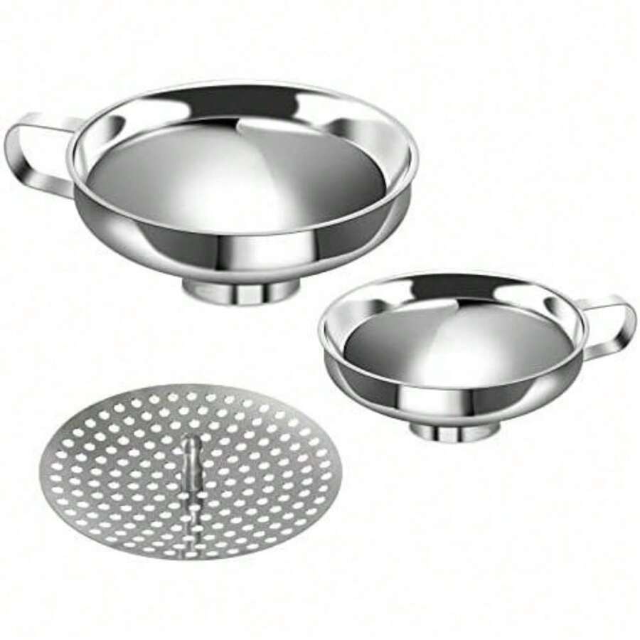 Stainless Steel Kitchen Funnel, 4.3-Inch Metal Funnel With Strainer For ...