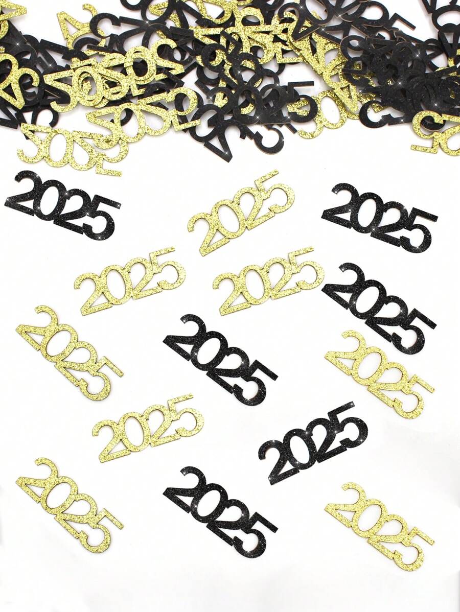 50pcs/Set Gold/Black/Green/Red Glitter 2025 Letter Confetti, Tabletop ...