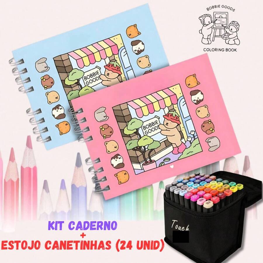 Bobbie Goods Coloring Book Kit 50 Sheets 180 Gram + 24 Coloring Book ...