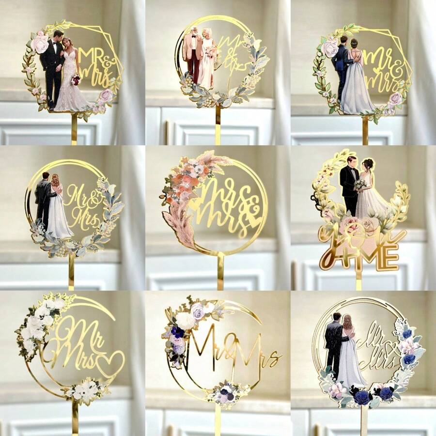 Colorful Acrylic Cake Decorations, Party Supplies, Wedding Engagement ...
