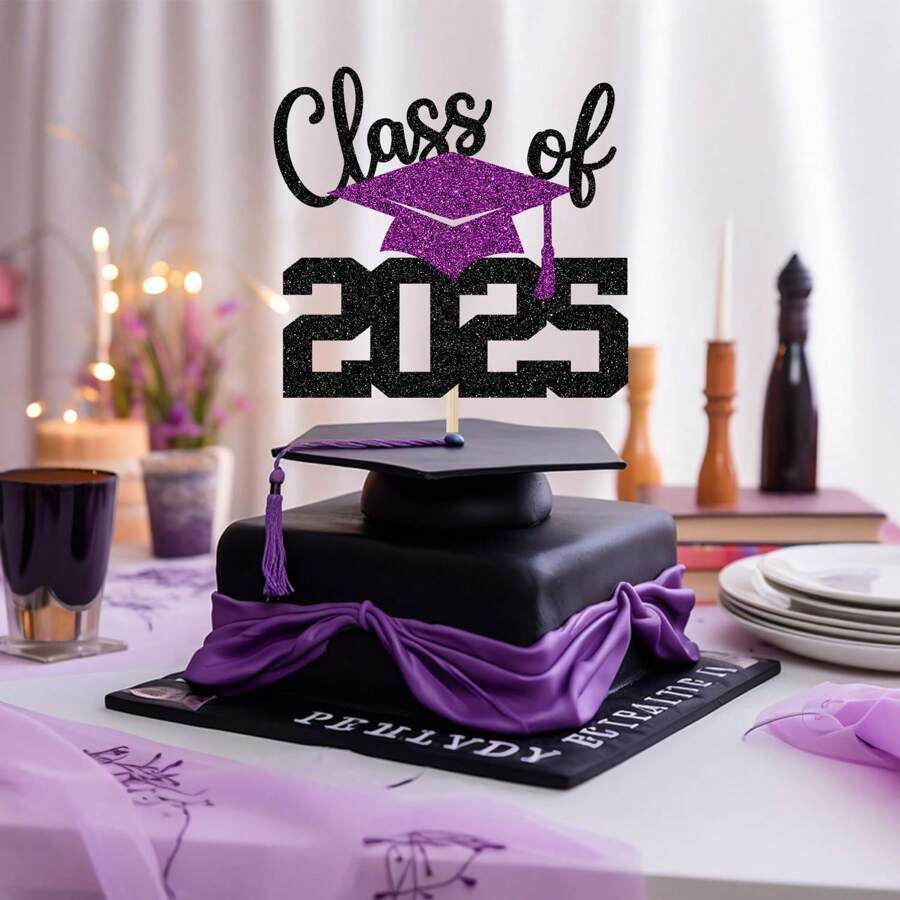 3pcs Class Of 2025 Cake Toppers, Graduation Cake Decorations, Happy ...