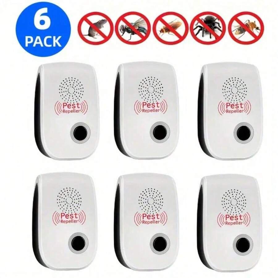 6 Pack Ultrasonic Pest Control Repeller For Insects Cockroaches Spiders ...