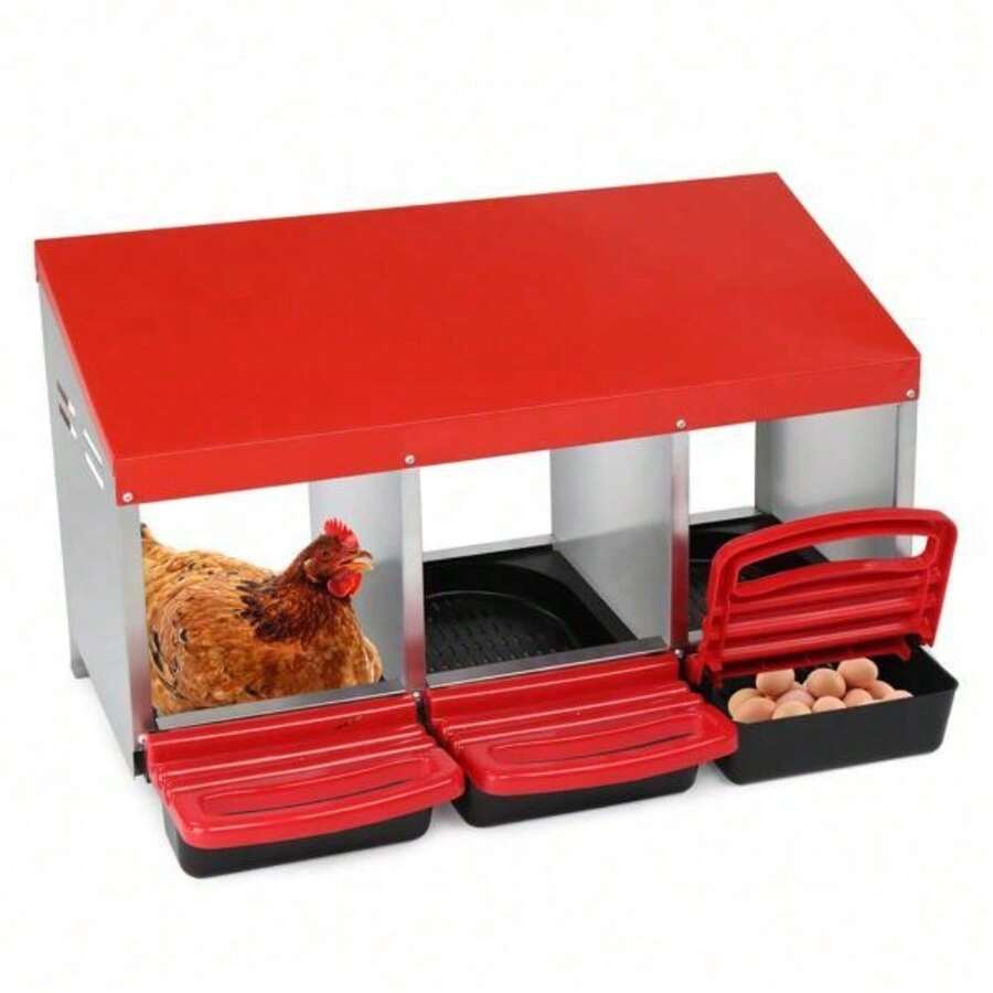 OCEANB 3 Compartment Roll Out Chicken Nesting Box With Plastic Basket ...
