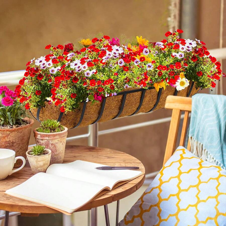 Gamexcel 24 Horse Troughs Deck Window Box Railing Planter With Fiber ...