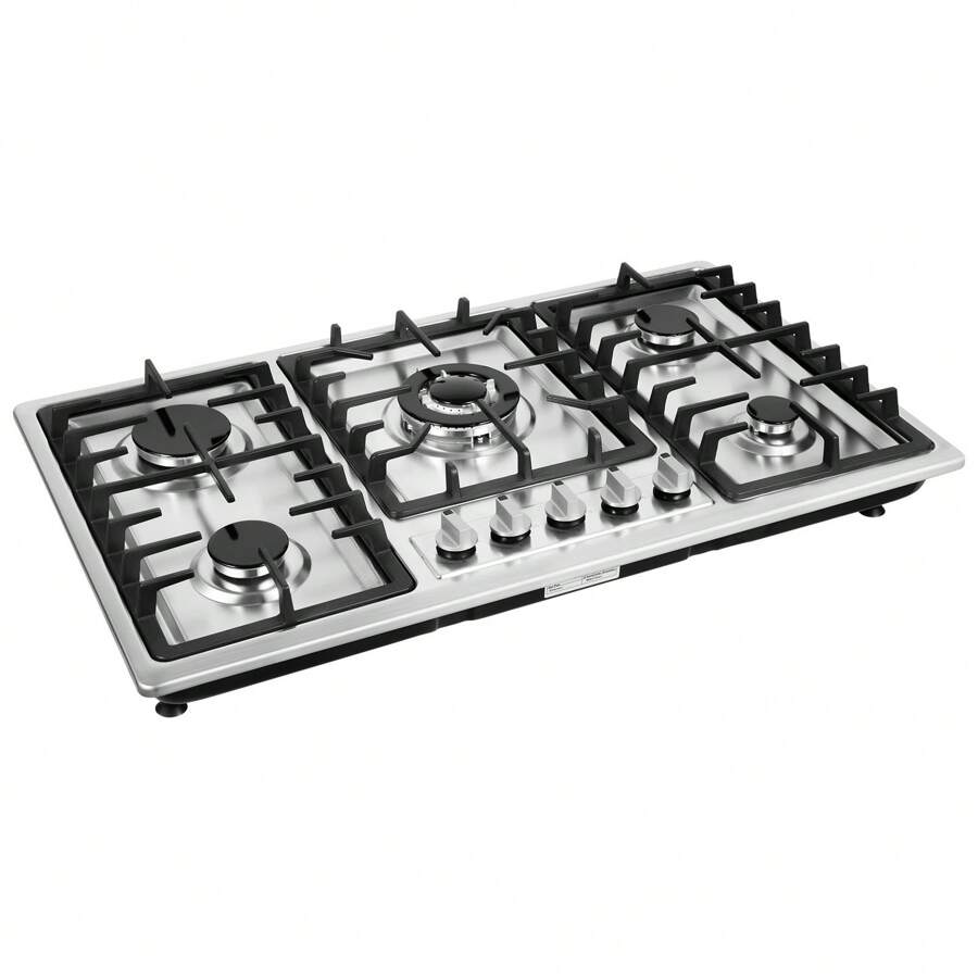 Eatssode Gas Cooker, 5-Burner Built-In Cooker, Stainless Steel Gas ...