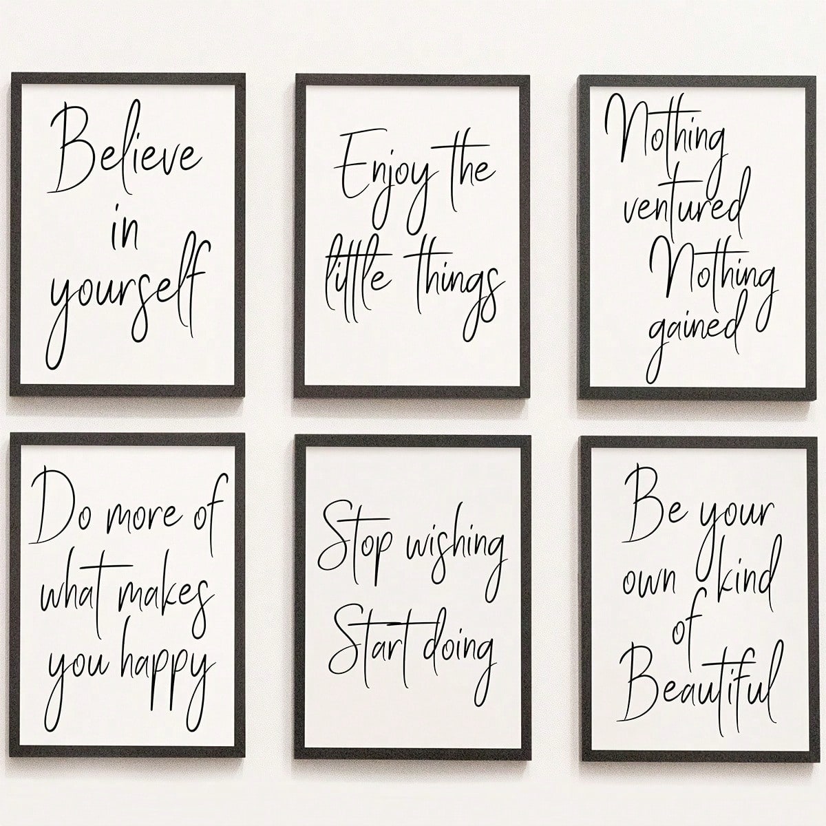 6pcs Unframed Modern Art Canvas Posters - Inspirational Sentence Wall ...