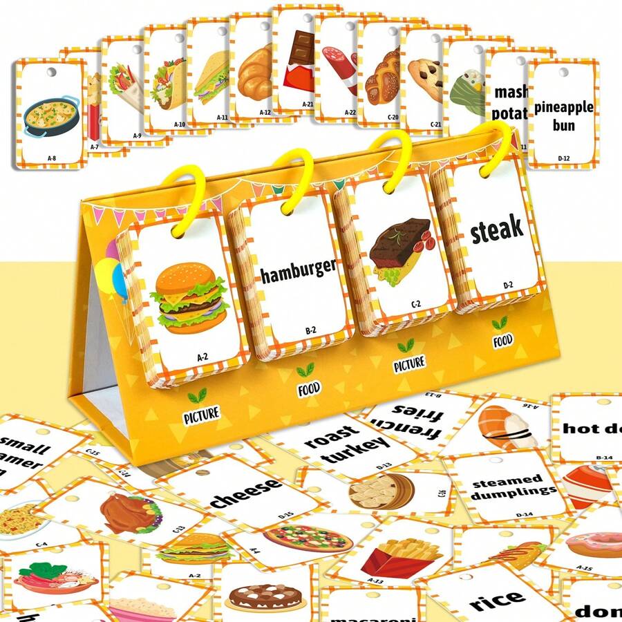 Lachilly Food Vocabulary Flash Cards For Kids, Tabletop Learning Tool ...