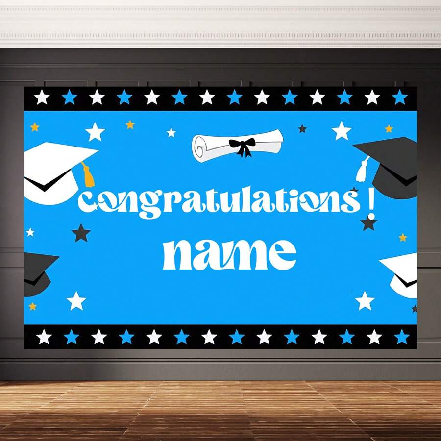 Customizable Personalized Congrats Grad Themed Party Backdrop Banner ...