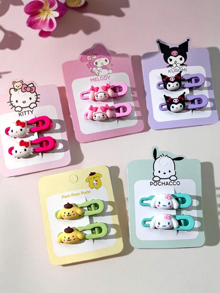 Sanrio 5pcs Sanrio Cartoon Alligator Hair Clips, Cute Sweet Hair ...