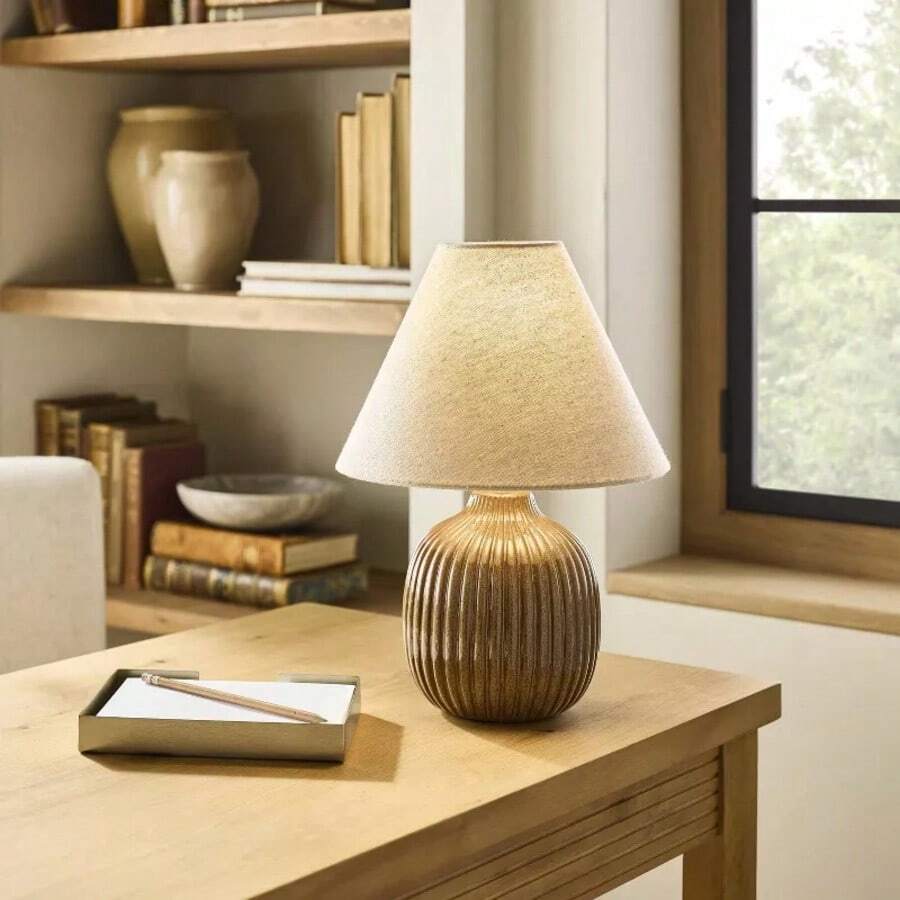 Ribbed Ceramic Table Lamp Brown/Oatmeal - Hearth & Hand ™ With Magnolia ...