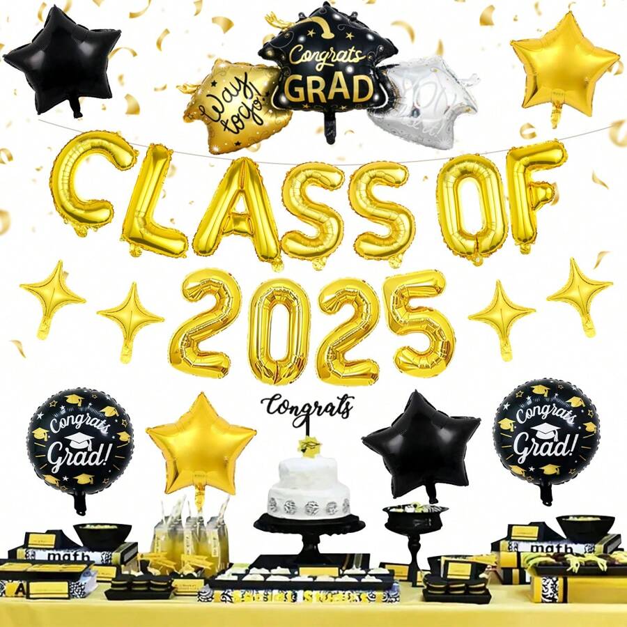 22pcs/Set Graduation Party Balloon Decorations, Including Black ...