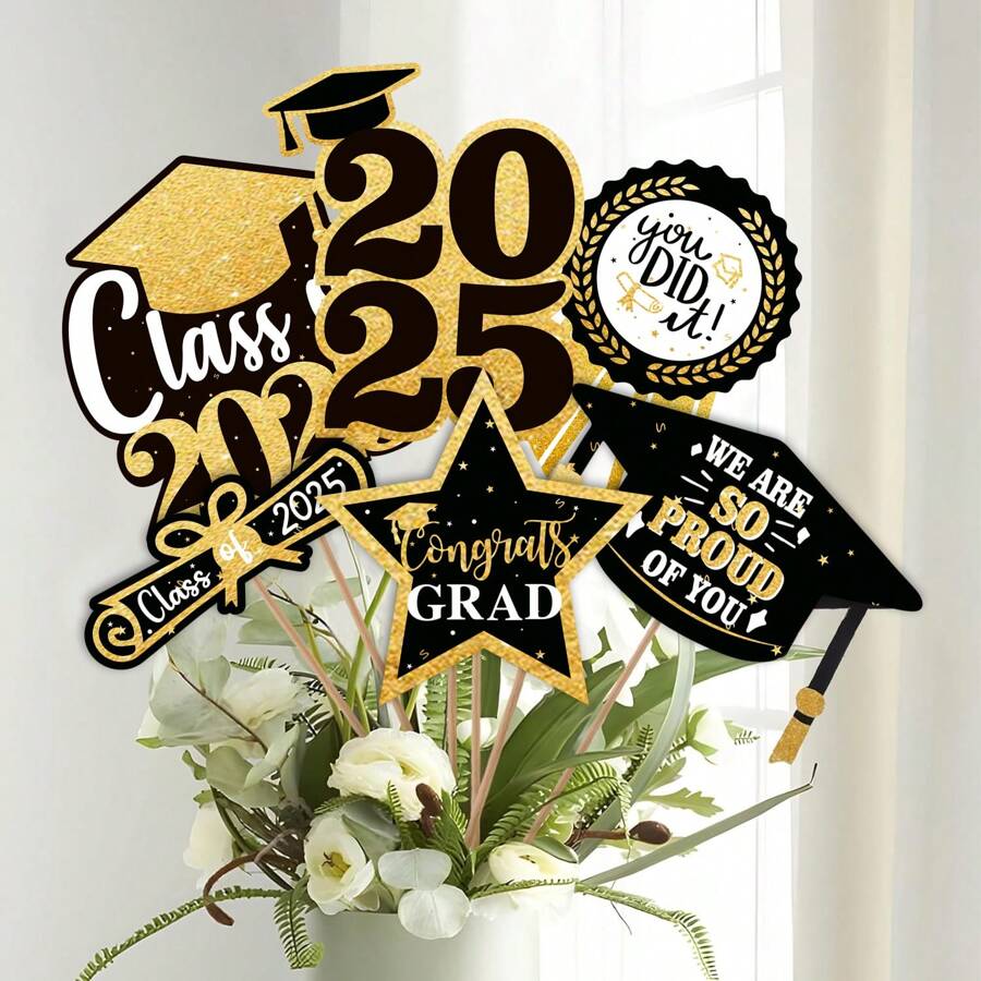 12pcs 2025 Graduation Party Decorations - Class Of 2025 Congrats Grad ...