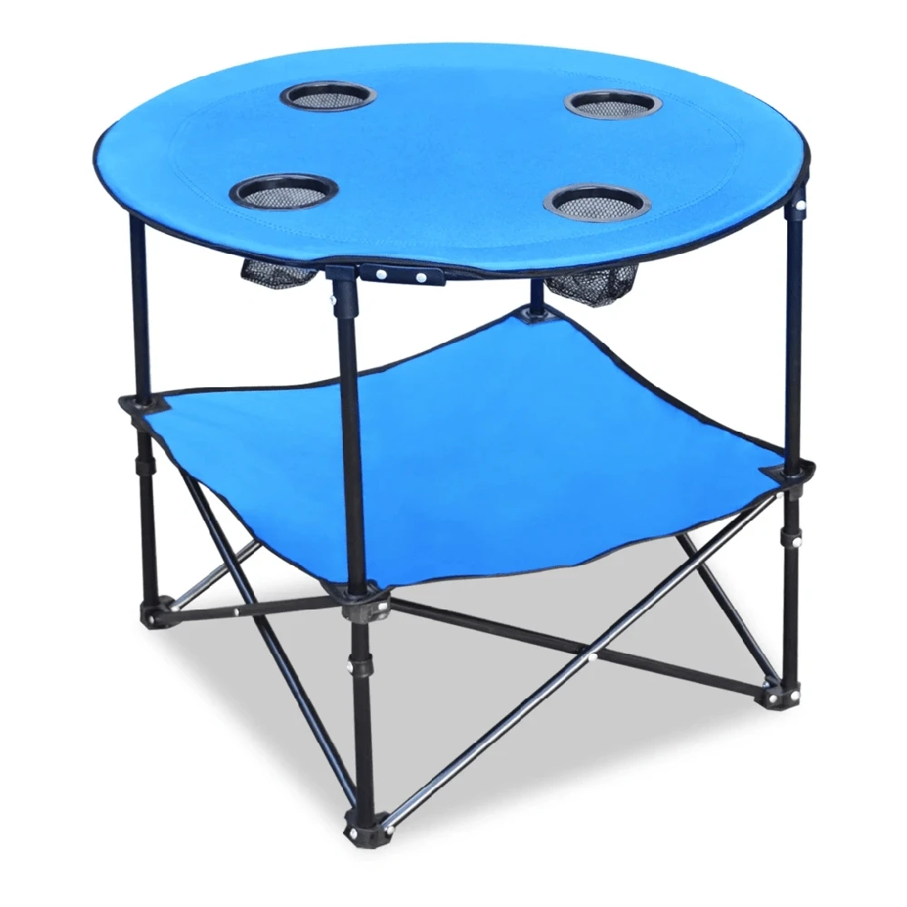 Folding Picnic Table Collapsible Round Table With 4 Cup Holders | SHEIN USA