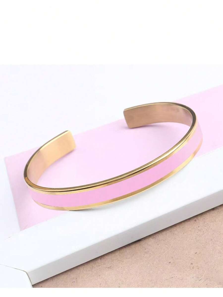 1pc Colorful Epoxy Coated C-Shaped Bracelet Bangle For Women, Suitable ...