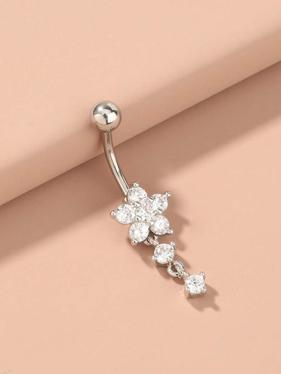 1pc Dangle Belly Button Ring Navel Piercing Jewelry Cute Flower Belly ...
