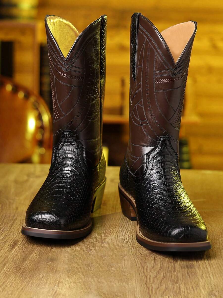 Mioeert Botas vaqueras para hombre, botas vaqueras para hombres con ...