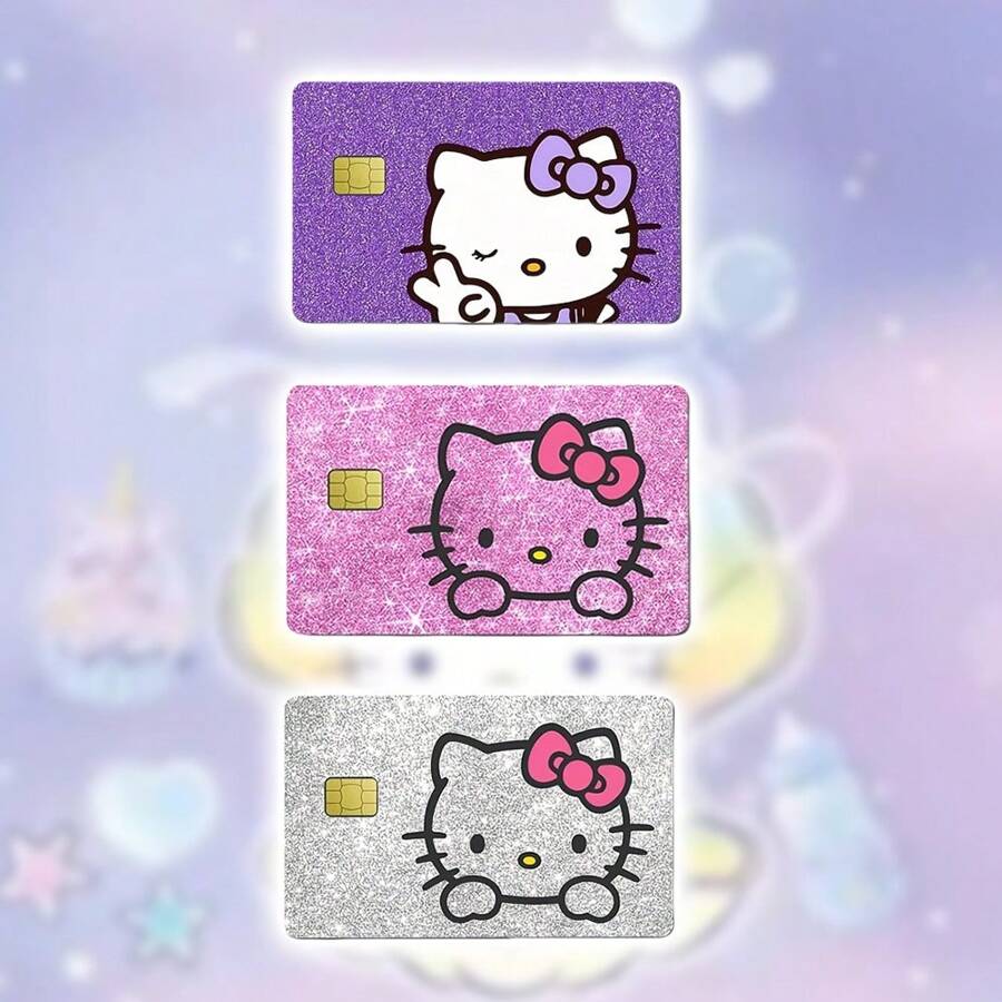 Sanrio Sanrio 1 Set Of 3 Hello Kitty Credit Card Stickers, Laser Silver ...