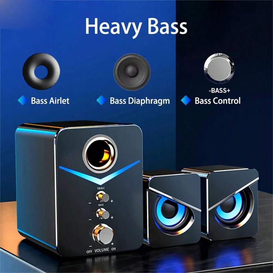 Computer Speakers Surround Sound System Wired PC Speakers Gaming Bass 3 ...