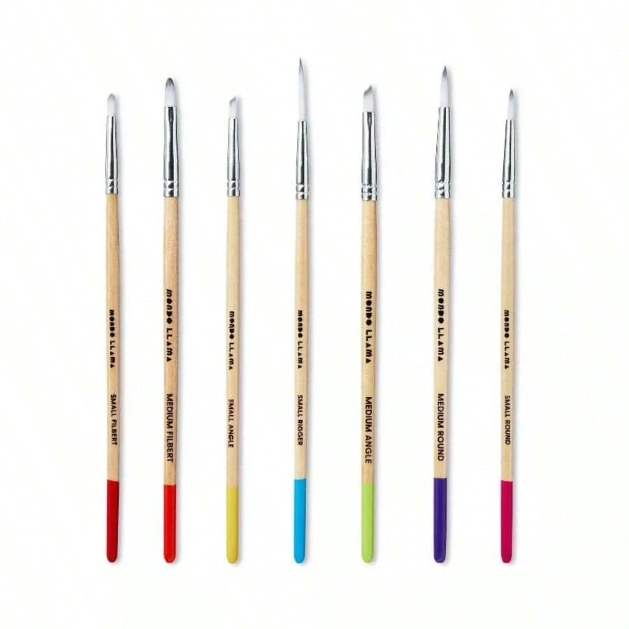 7pc Artist Paintbrush Set - : Nylon & Wood, Watercolor, Oil, Tempera ...