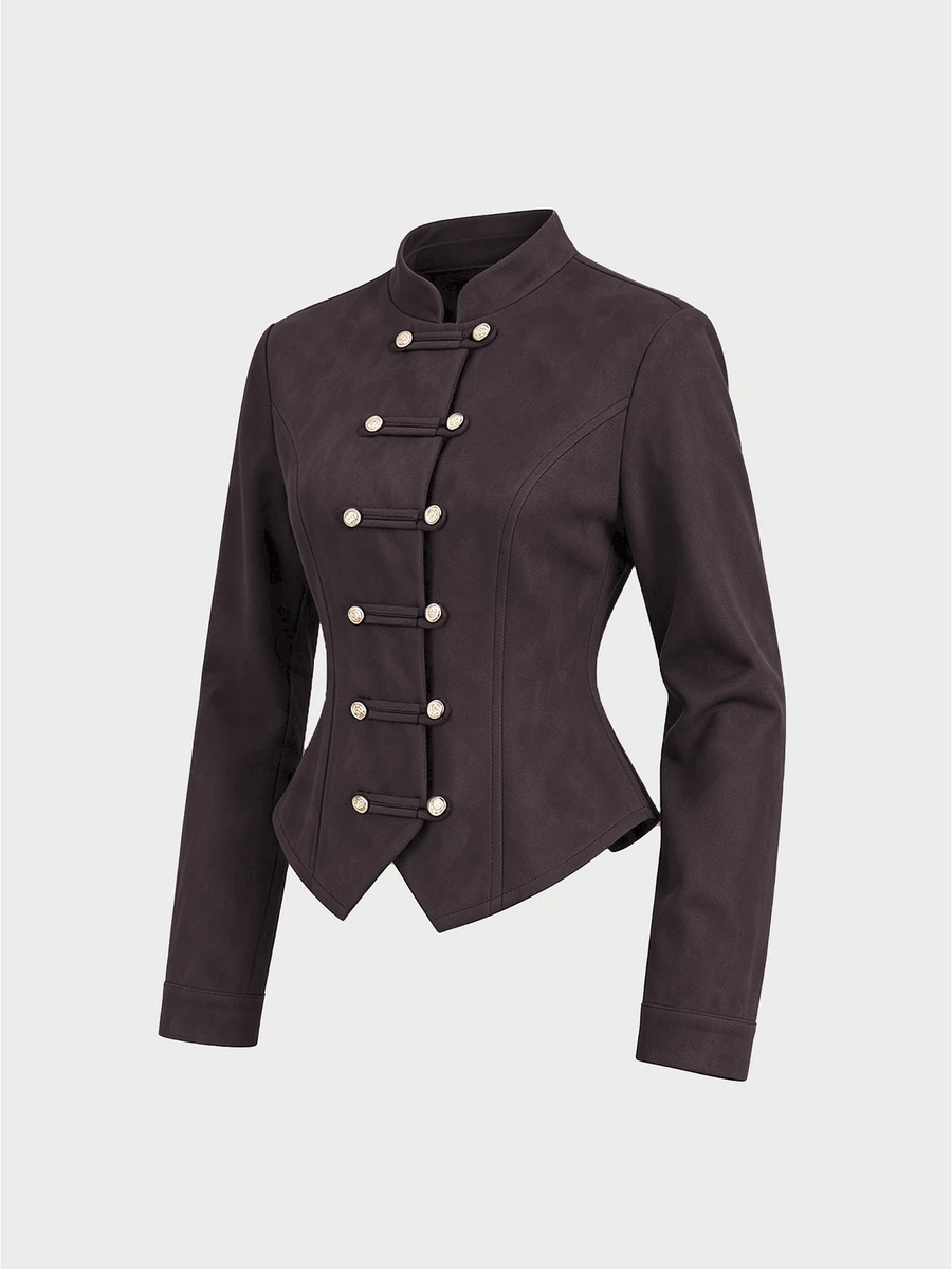 Sweetra Fashionable Double-Breasted Design With Metal Buttons Elegant ...