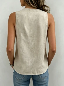 Breezaya Latest Women's Commuter Style Textured Linen-Like Sleeveless ...
