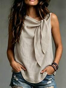 Breezaya Latest Women's Commuter Style Textured Linen-Like Sleeveless ...