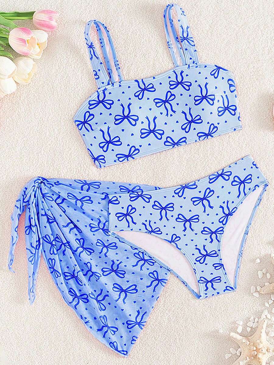 Tween Girl Camisole Swimsuit With Triangular Briefs, Swimskirt Clothing ...