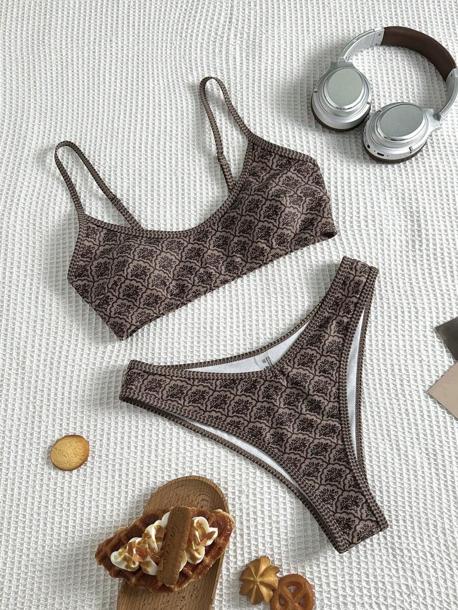 Swim Mod Springbreak Women's Random Print Spaghetti Strap Tank Top And ...