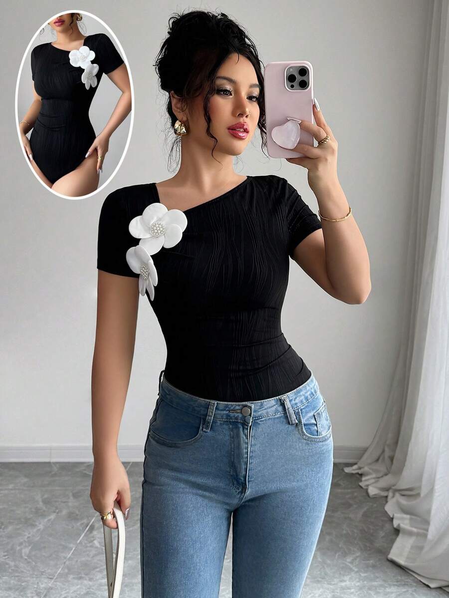 Elenzga 2025 Spring/Summer New Pleated Texture Slim Fit Stylish 3D ...