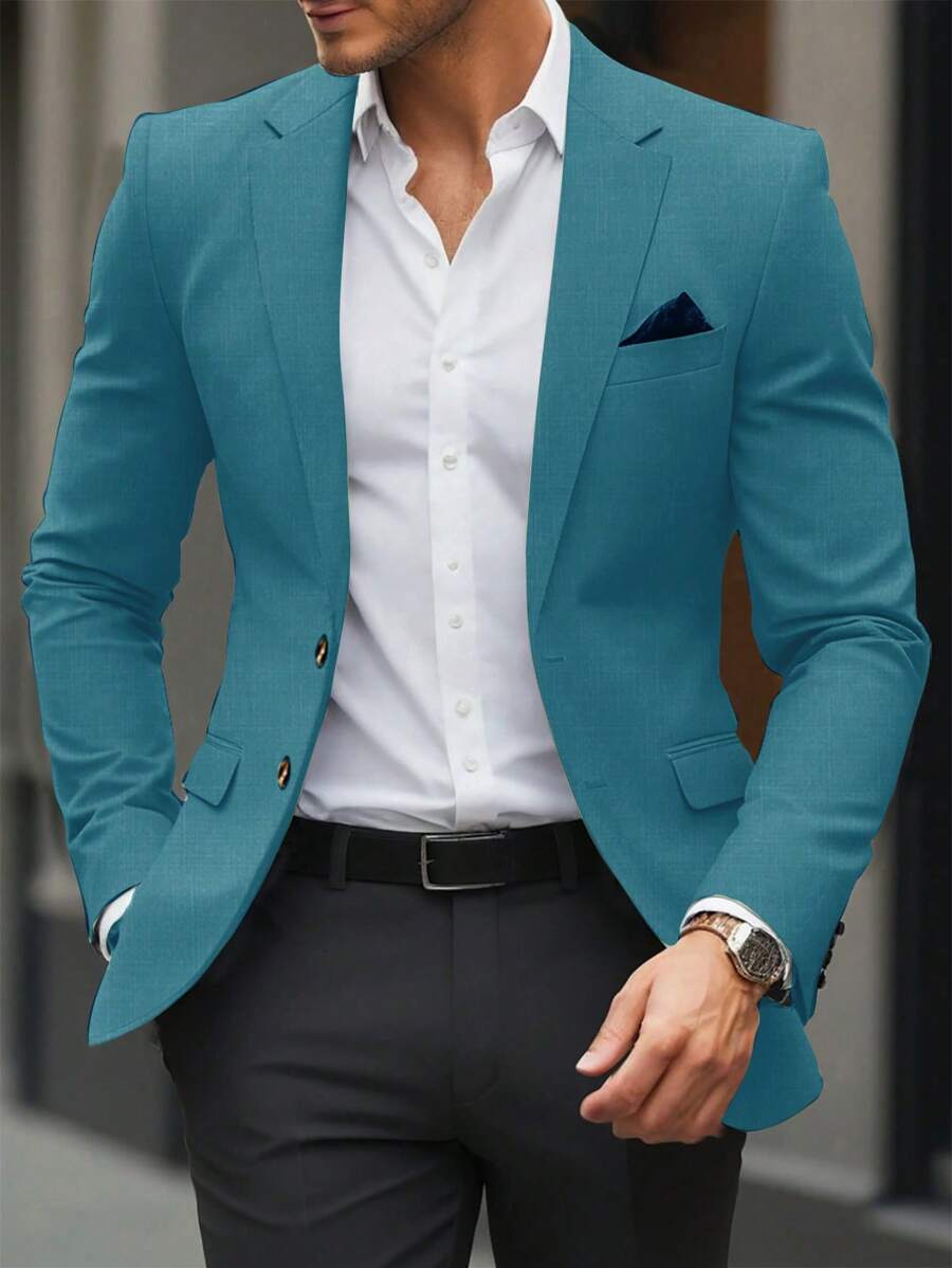 Calvornis Blazer de manga larga informal de un solo color con botones ...