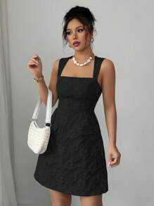 Elenzga Women Off Shoulder Sleeveless Mini Dress With Jacquard Pattern ...
