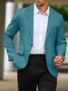 Calvornis Blazer de manga larga informal de un solo color con botones ...