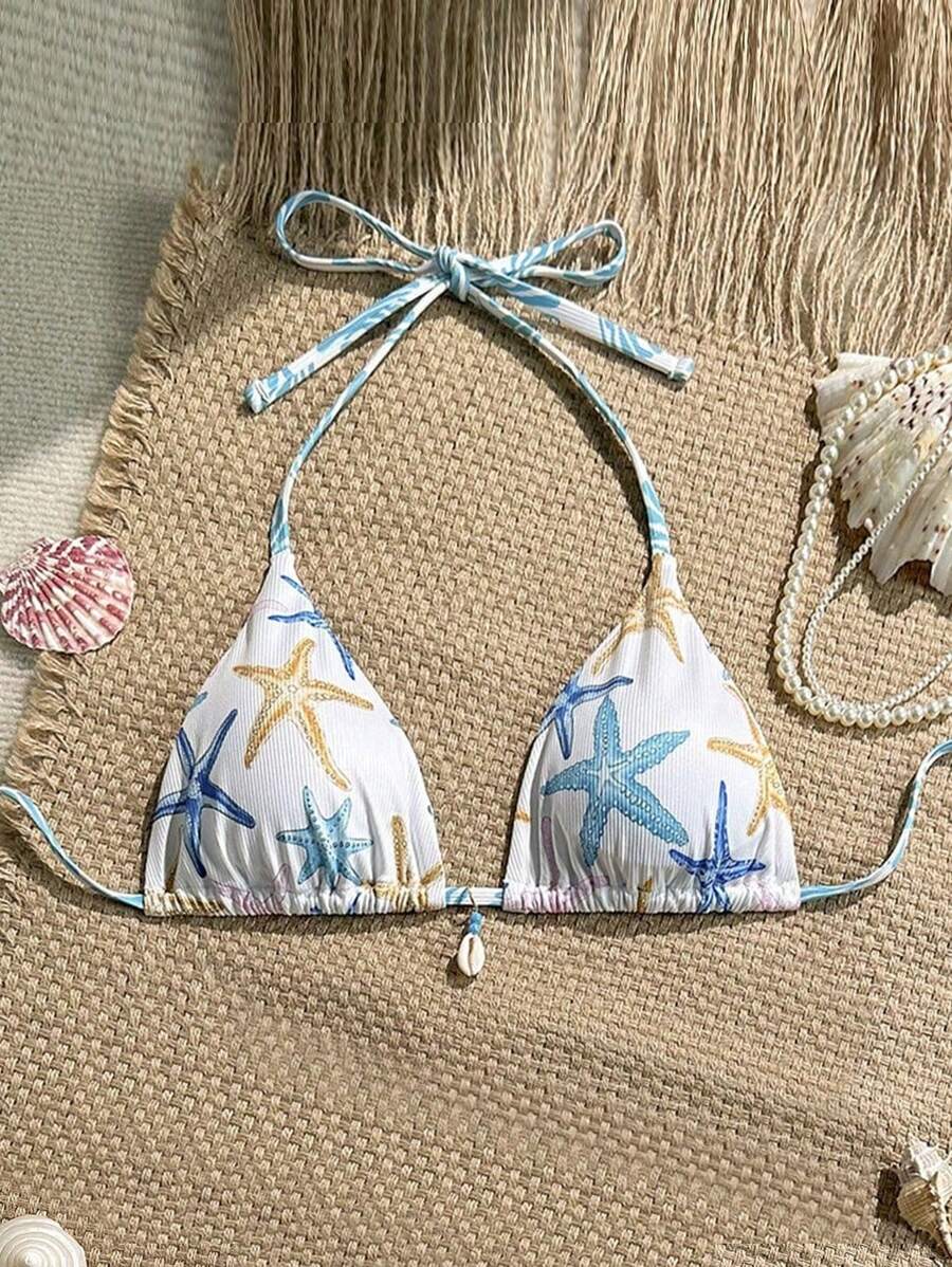 Swim Mod Women's Sexy Shell Decor Textured Printed Spaghetti Strap ...