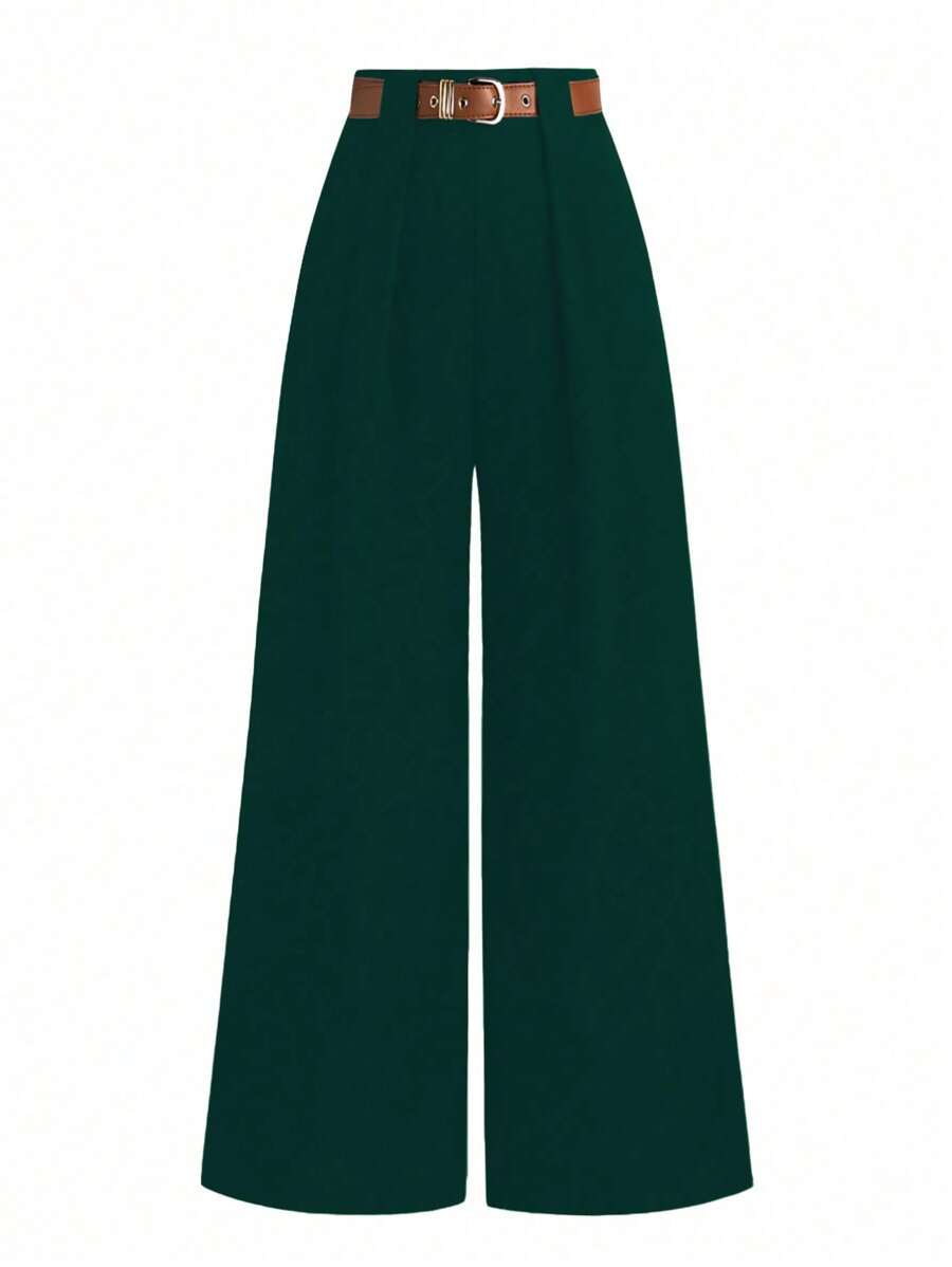 SHEIN LUNE Plus Size Women's Wide Leg Loose Minimalist Trousers ...