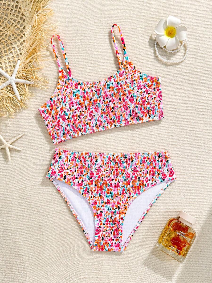 Teen Girls Ditsy Floral Bikini Swimsuit Set, For Vacation & Beach Young ...