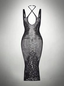 AltCore Long Sexy Women's Mesh Backless Cross Strap Nightgown, Slimming ...