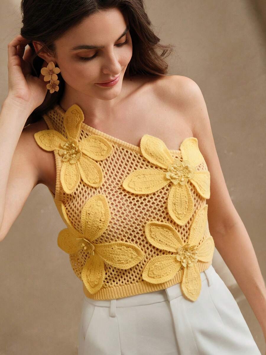 Anewsta Women's Handmade Embroidered Elegant Knit Top, Suitable For Summer, Beach, Vacation ...