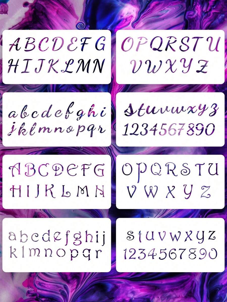 SHEIN 8PCS Art Font Capital And Lowercase Letters PET Material White ...