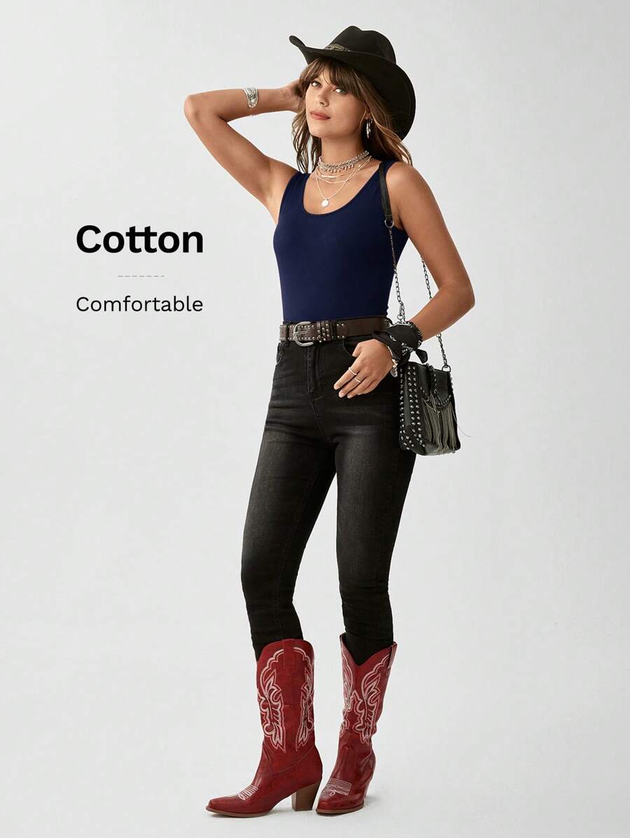 Wildy Solid Form Fitted Tank Top | SHEIN USA