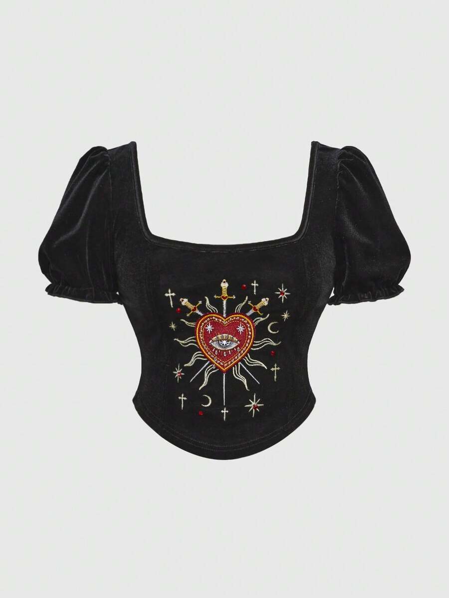 ROMWE Goth Spring Outfits For Women Palace Gothic Girl Forest Love ...