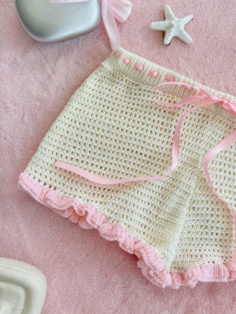 Sweetina Summer Hawaii Beach Women Cute Crochet Sweater Mini Shorts ...
